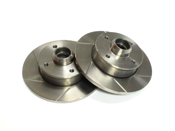 Slotted Rotors - 8.9 Inch rear solid brake rotor 4x100 4-lug - pair ...